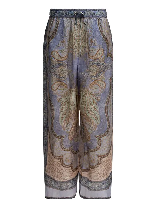 Zimmermann Silk Habotai 'wanderlust' Pants - Light Blue