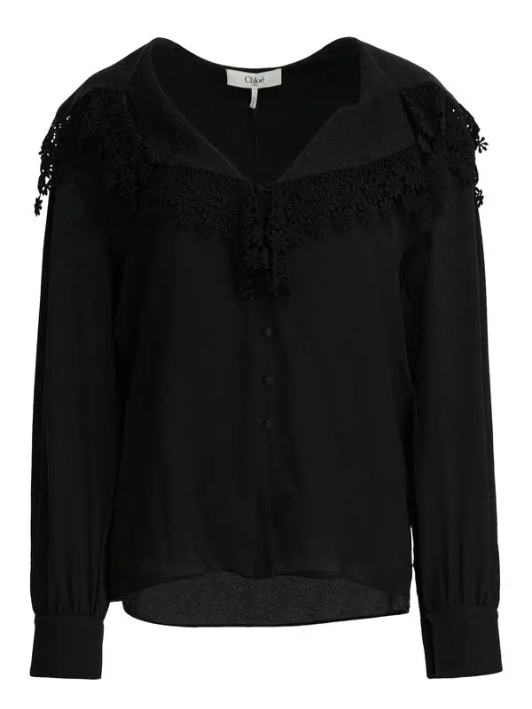 Chloé Blouse With Lace Collar - Black
