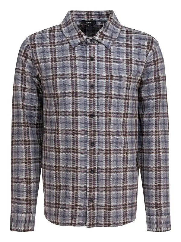 Vince Plaid Overshirt Jacket - Grey
