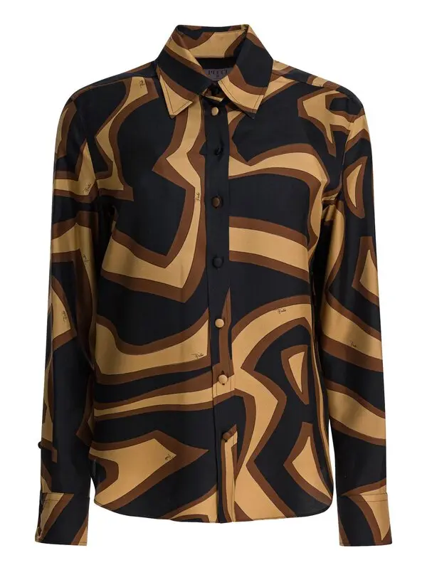 Emilio Pucci Silk Shirt With Labirinto Print - Black