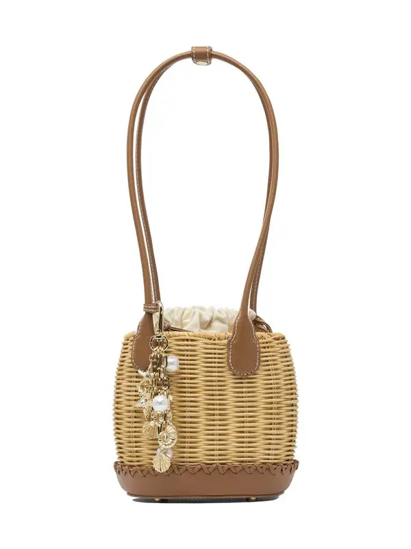 SELF-PORTRAIT Rattan Pendant Shoulder Bag - Brown