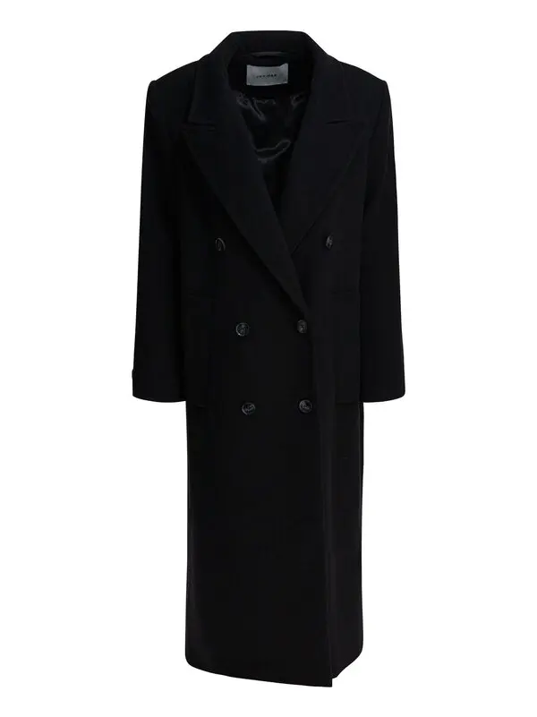 IVY OAK Solid Virgin Wool Blend Coat - Black