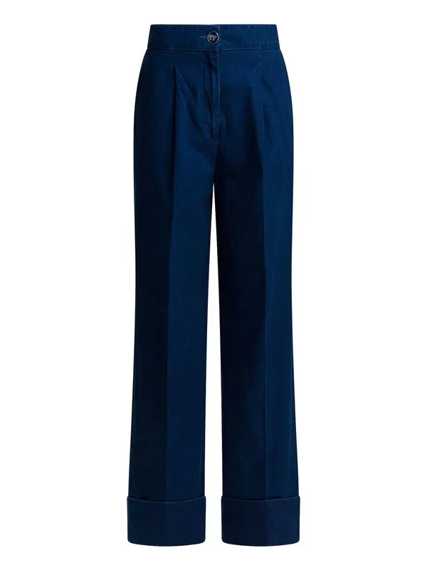 Valentino Garavani Wide-leg Pleated Jeans - Blue