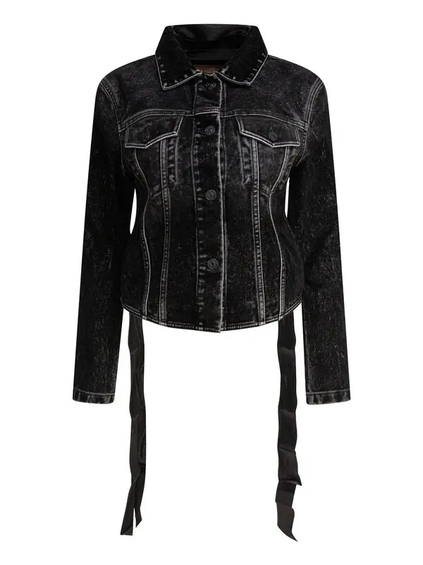 Balenciaga Denim Jacket With Lace-up Back - Black
