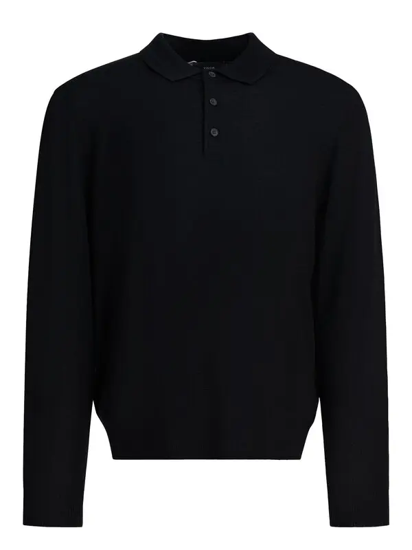 Vince Merino Wool Polo Shirt - Black