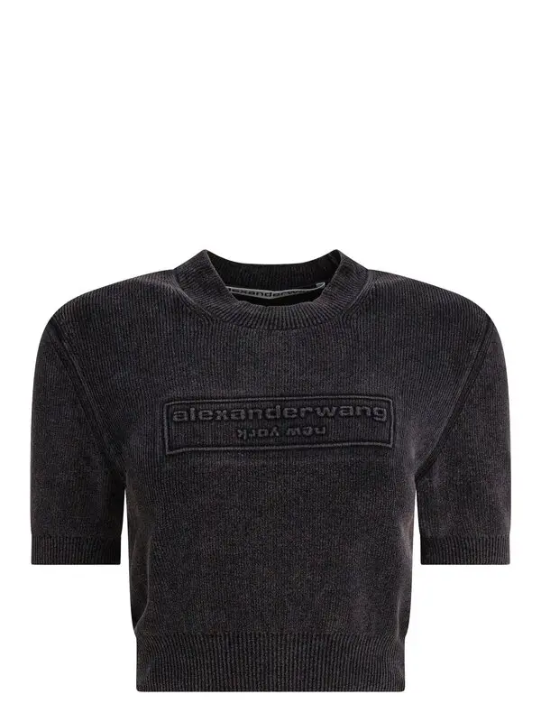 Alexander Wang Logo Cropped T-shirt - Black