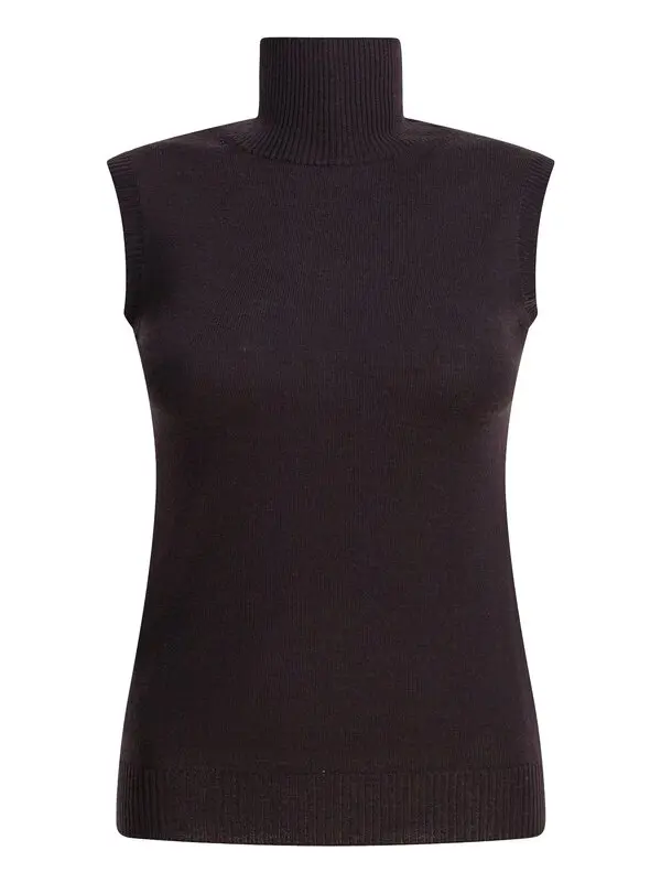 Max Mara Mock Neck Sleeveless Top - Brown