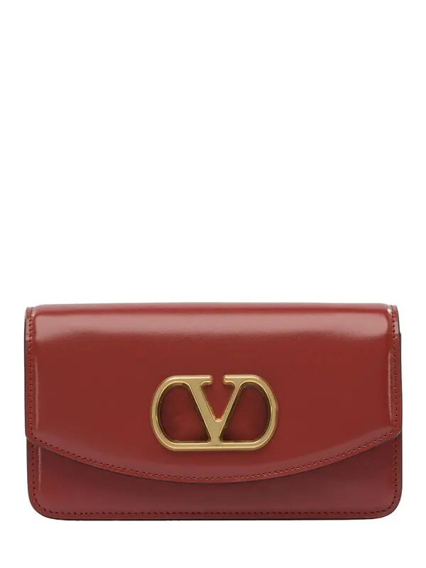 Valentino Garavani Clutch With Chain And Logo - Red