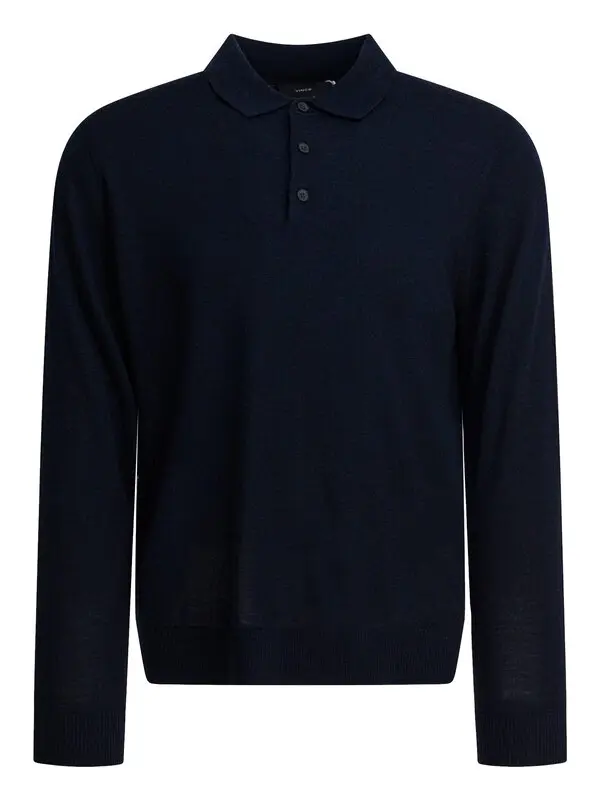 Vince Merino Wool Polo Shirt - Blue