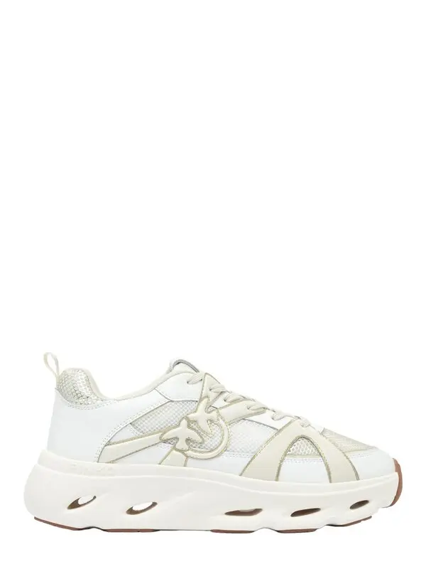 Pinko Leather And Mesh Sneakers - White