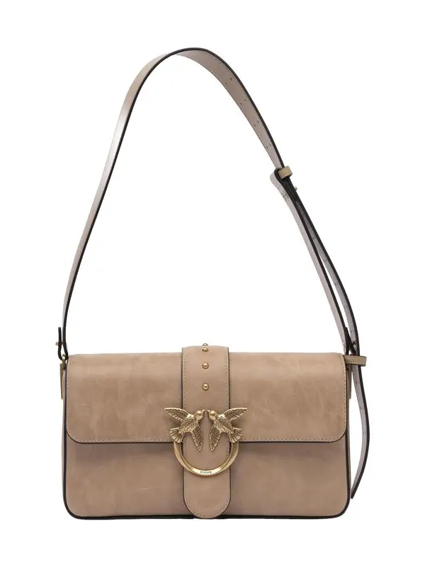 Pinko Leather Crossbody Bag - Beige