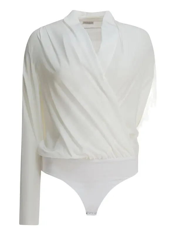 Brunello Cucinelli Silk Crepe De Chine Bodysuit - White