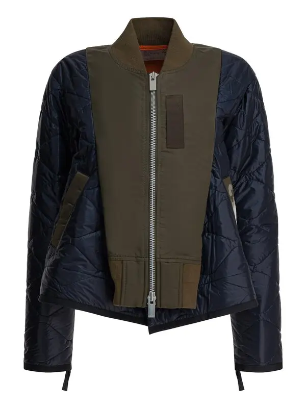 Sacai Bimaterial Bomber Jacket - Green
