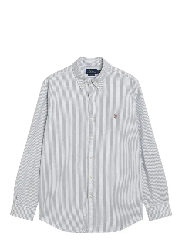 Polo Ralph Lauren Light /white Striped Oxford Shirt Custom Fit - Blue