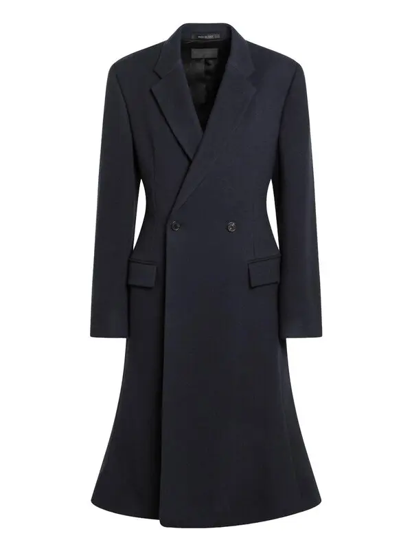 Balenciaga Midi Godet Wool Coat - Blue