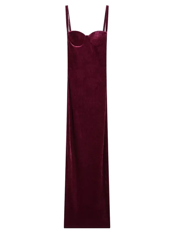 Balenciaga Long Velvet Dress - Burgundy