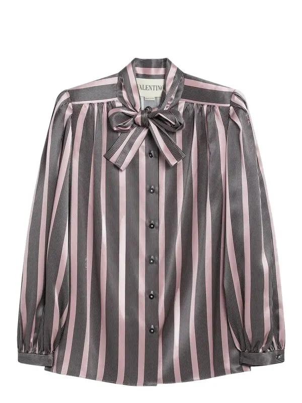 Valentino Garavani Striped Crepe De Chine Shirt - Pink