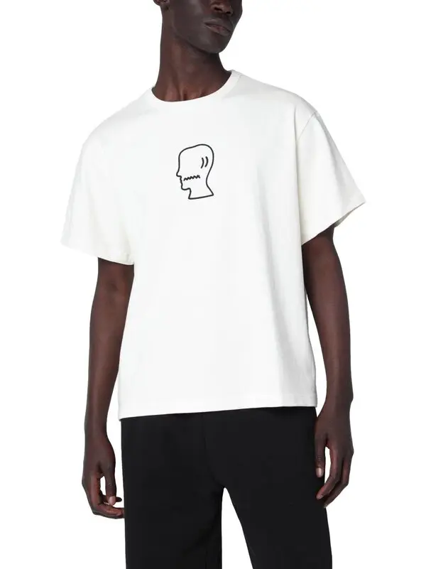 BRAIN DEAD White T Shirt With Embroidered Logo - Beige