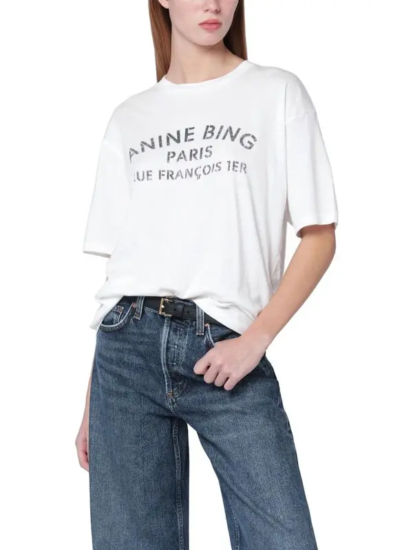 ANINE BING Relaxed Fit Logo T-shirt - White