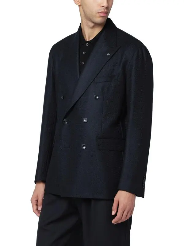 Tagliatore Double-breasted Wool And Cashmere Jacket - Blue