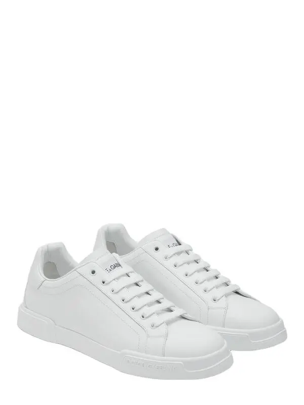 Dolce & Gabbana Portofino Leather Sneakers - White
