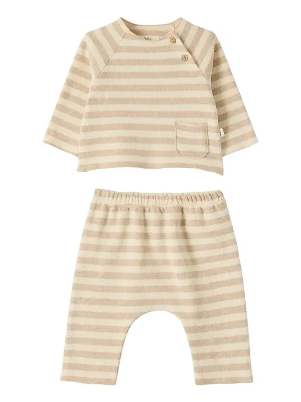 TEDDY & MINOU Two-piece Striped Knit Set - Beige