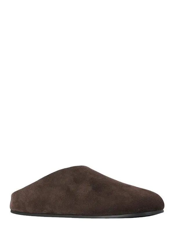 THE ROW Hudson Suede And Shearling Mules - Brown