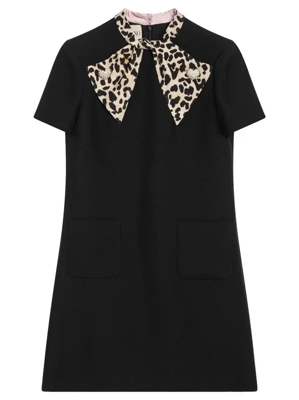 Valentino Garavani Crepe Couture Mini Dress With Bow - Black