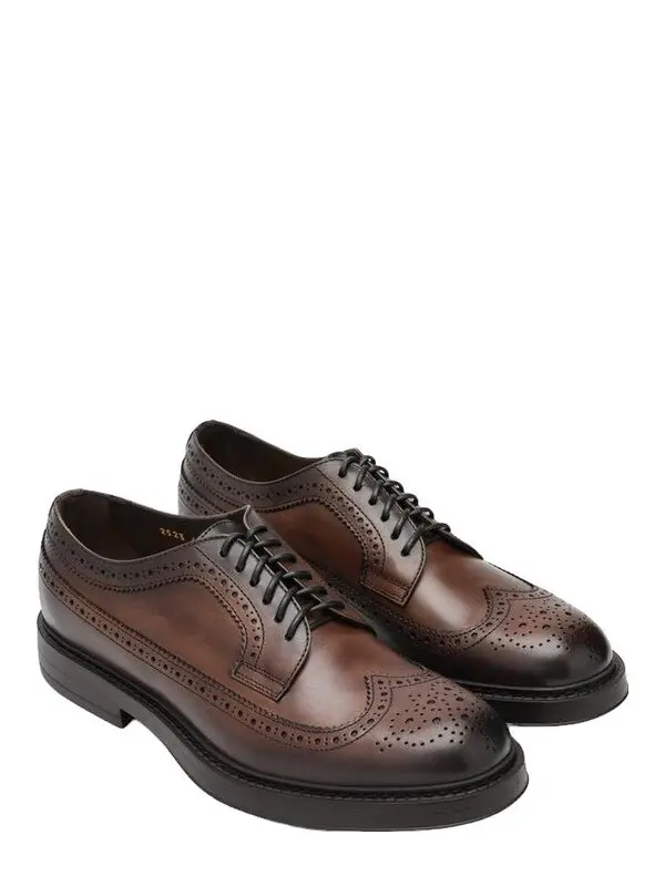 DOUCAL'S Leather Wingtip Oxford Shoes - Brown