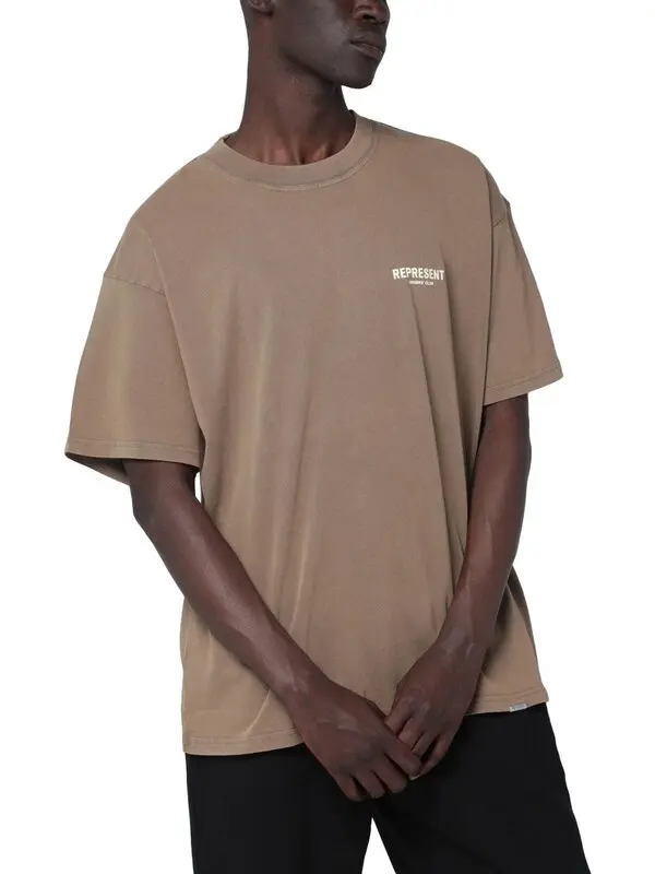 REPRESENT Light Brown Cotton T Shirt With Logo - Beige