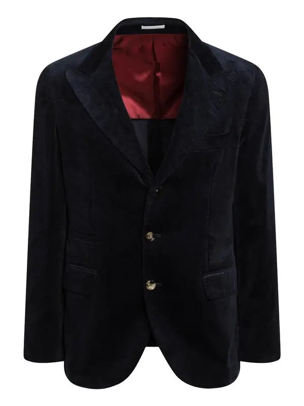 Brunello Cucinelli Corduroy Single-breasted Jacket - Blue