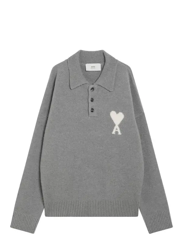 Ami De Coeur Polo Sweater - Grey