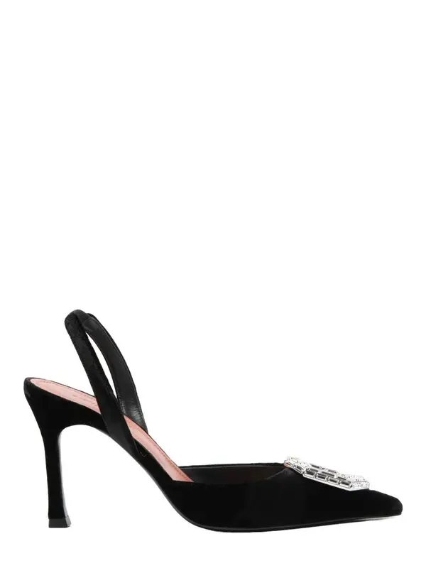 Amina Muaddi Camelia Velvet Slingback Pumps - Black