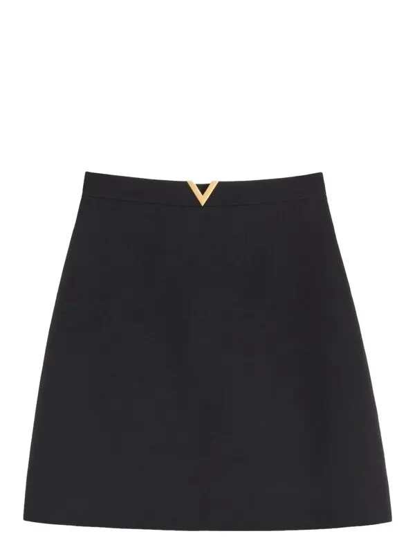 Valentino Garavani V Logo Signature Wool And Silk Skirt - Black