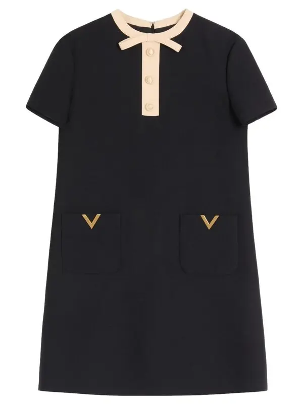 Valentino Garavani Wool And Silk-blend Dress - Black