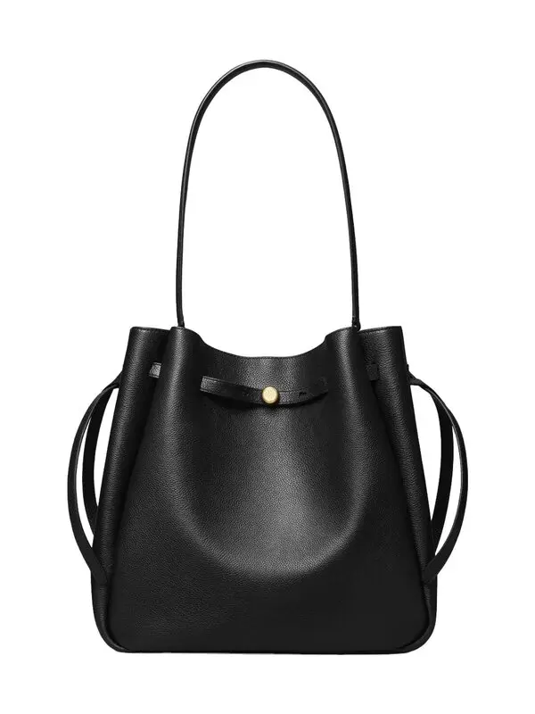 Tory Burch Romy Large Leather Bucket Bag - Black