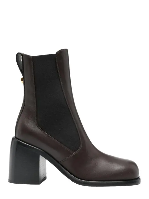 SERGIO ROSSI Leather Heel Boots - Brown
