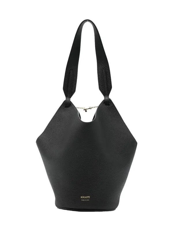Khaite Lotus Mini Leather Bucket Bag - Black