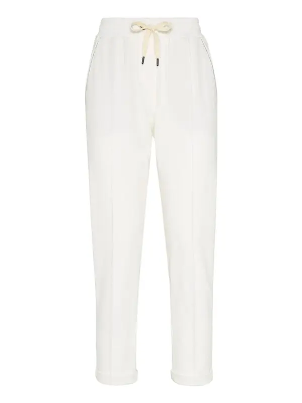 Brunello Cucinelli Cotton Drawstring Trousers - White