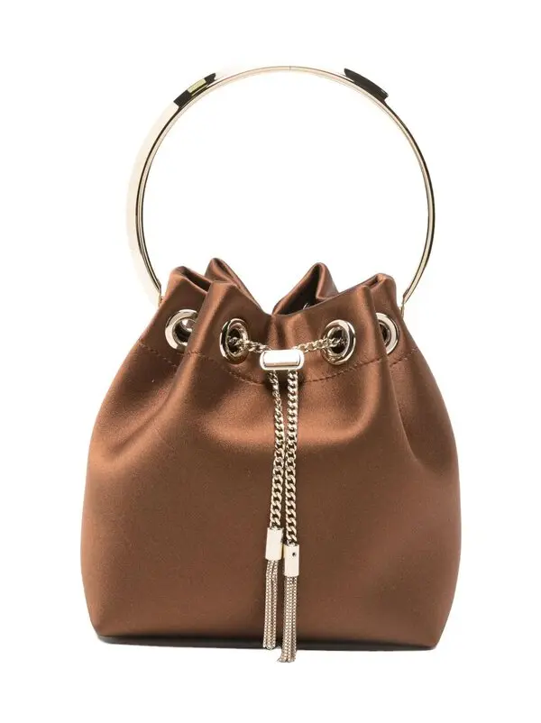 JIMMY CHOO Bon Bon Leather Bucket Bag - Brown