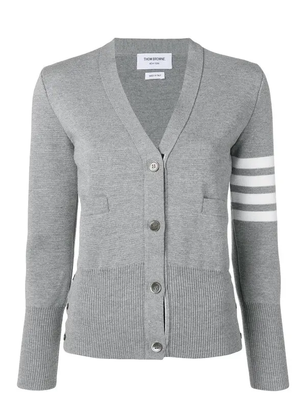 Thom Browne 4-bar Milano Stitch Cardigan - Light Grey