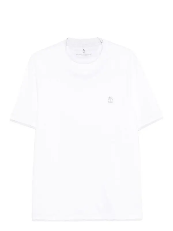 Brunello Cucinelli Logo Cotton T Shirt - White