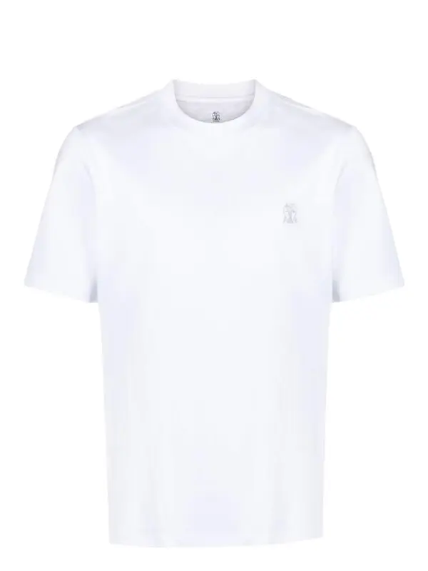Brunello Cucinelli Logo Cotton T Shirt - White