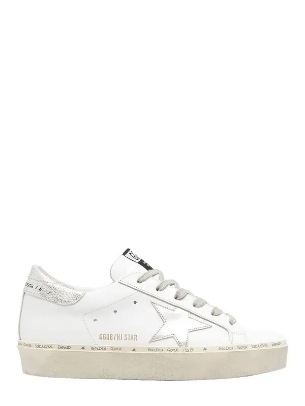 GOLDEN GOOSE Hi Star Leather Sneakers - Silver