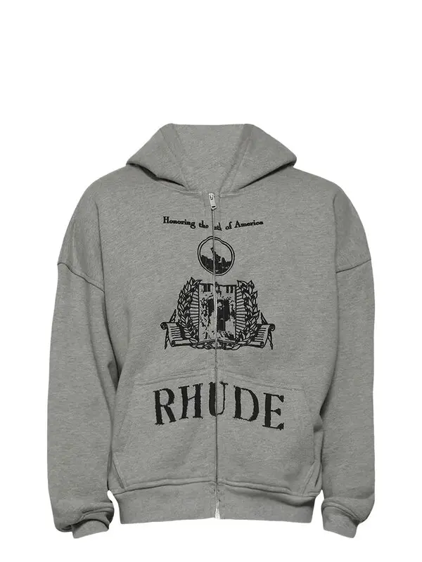 Rhude Youth Of America Zip-up Hoodie - Grey