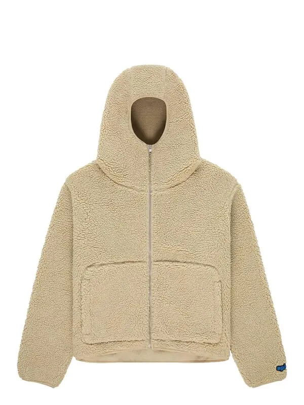 SP5DER Teddy Fleece Zip-up Jacket - Tan