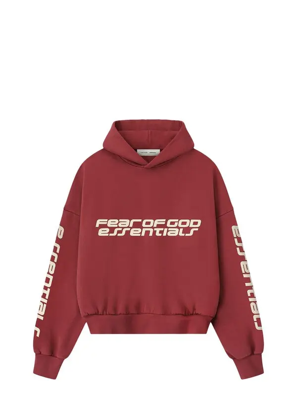 Fear Of God Relaxed Cropped Hoodie - Red