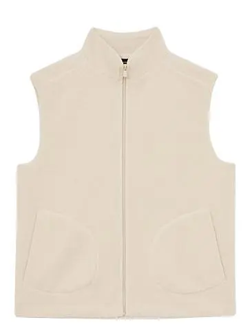 REISS Capriano Zip-up Fleece Gilet - Ecru
