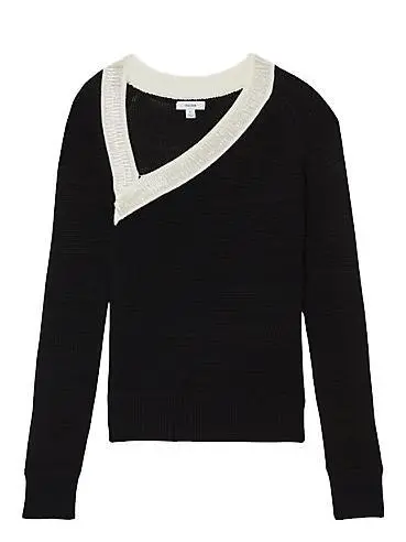 REISS Bead-embellished Knitted Jumper - Black White
