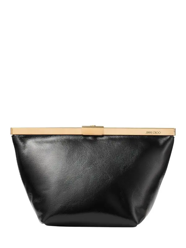 JIMMY CHOO Ganache Biker Leather Clutch - Black